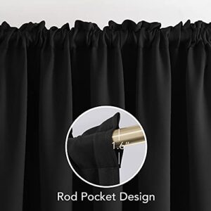 Deconovo Black Blackout Curtains for Bedroom, Rod Pocket Solid Thermal Insulated Window Curtains for Living Room - 2 Panels Set, 42W x 63L Inch, Black