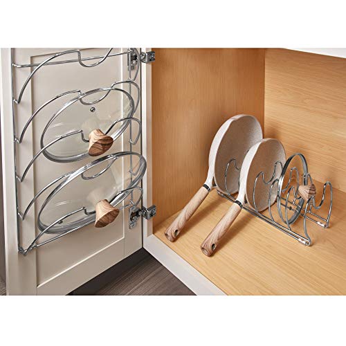 iDesign InterDesign Kitchen Cabinet Storage Skillets, Pans-13, Chrome Classico Cookware 13", 33.5 x 16.1 x 13.13 cm, Pan Organizer-Horizontal