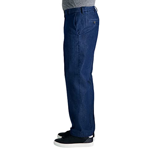 Haggar Men's Casual Classic Fit Denim Trouser Pant-Regular and Big & Tall Sizes, Medium Blue Cla, 40W x 29L