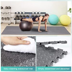 Yes4All Interlocking Exercise Foam Mats with Border – Interlocking Floor Mats for Gym Equipment – Eva Interlocking Floor Tiles (Gray)