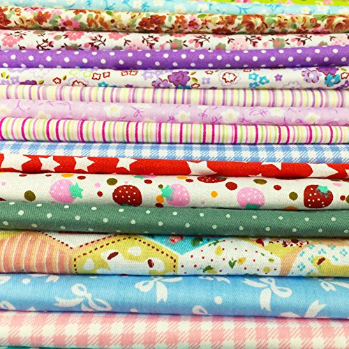 flic-flac 200pcs 4 x 4 inches (10cmx10cm) Cotton Craft Fabric Bundle Squares Patchwork Lint DIY Sewing Scrapbooking Quilting Dot Pattern Artcraft