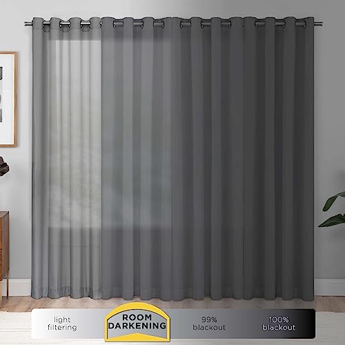 ECLIPSE Tricia Modern Room Darkening Thermal Rod Pocket Window Curtains for Bedroom (2 Panels), 26" x 63", Black