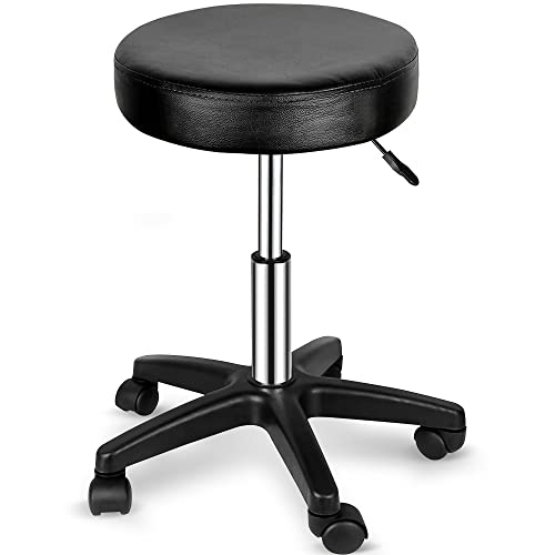 Nova Microdermabrasion Adjustable Hydraulic Rolling Swivel Salon Stool Chair Tattoo Massage Facial Spa Stool Chair Black (Black)