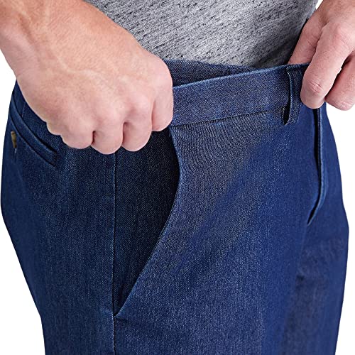 Haggar Men's Casual Classic Fit Denim Trouser Pant-Regular and Big & Tall Sizes, Medium Blue Cla, 34W x 29L