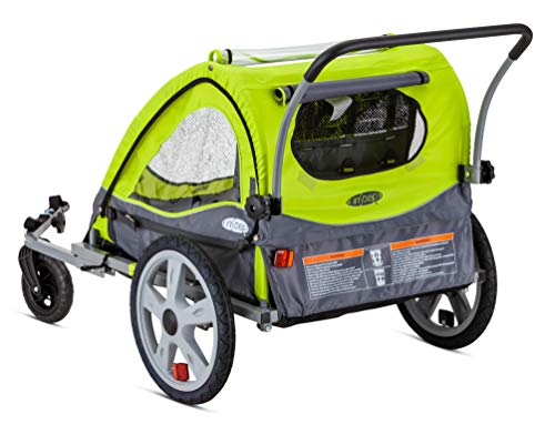 Instep Quick-N-EZ Double Tow Behind Bike Trailer, Converts to Stroller/Jogger, Green