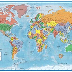 24x36 World Classic Elite Wall Map Mural Poster Laminated