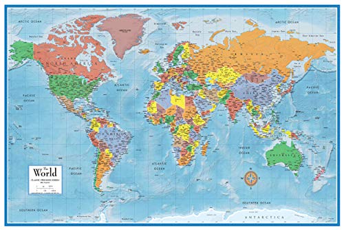 24x36 World Classic Elite Wall Map Mural Poster Laminated