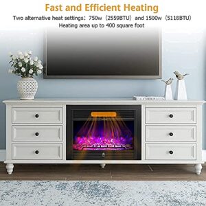 Giantex Wall Fireplace Electric with Remote Control, 28.5" Electric Fireplace Insert Recessed Mounted with 3 Color Adjustable Flames, 2 Modes Heat, 8 H Timer, 5 Brightness Settings, 750/1500W Heater