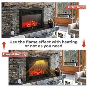 Giantex Wall Fireplace Electric with Remote Control, 28.5" Electric Fireplace Insert Recessed Mounted with 3 Color Adjustable Flames, 2 Modes Heat, 8 H Timer, 5 Brightness Settings, 750/1500W Heater