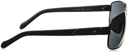 Fossil Men's FOS3060s Rectangular Sunglasses, Matte Black/Gray, 63 mm