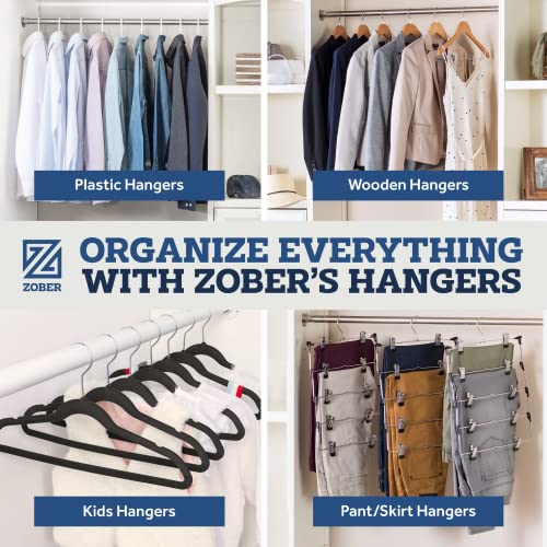 Zober Velvet Hangers 50 Pack - Heavy Duty Ivory Hangers for Coats, Pants & Dress Clothes - Non Slip Clothes Hanger Set - Space Saving Felt Hangers for Clothing