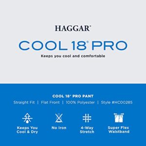 Haggar Men's Cool 18 Pro Straight Fit Flat Front Casual Pant, Black, 36W x 34L