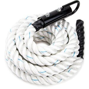 1.5 inch Polydac Gym Climbing Rope, White - Fitness Equipment with Carabiner Eyehook for Physical Education and Gym Class, Strength Training, Coaching, Student Athletes, or Home Workouts (15')