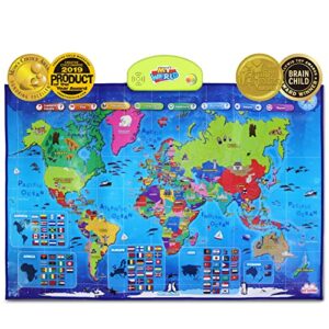 best learning i-poster my world interactive map - educational talking toy for children of ages 5 to 12 years old - perfect geography learning game as a gift for kids ages 8-12