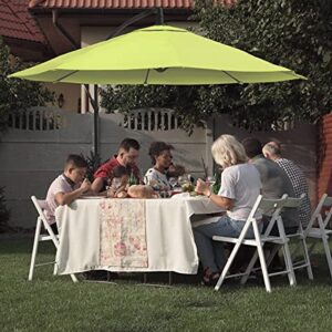 Pure Garden Offset Patio Umbrella – 10 Ft Cantilever Hanging Outdoor Shade - Easy Crank and Base for Table, Deck, Porch, or Poolside (Lime Green)