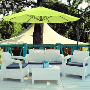 Pure Garden Offset Patio Umbrella – 10 Ft Cantilever Hanging Outdoor Shade - Easy Crank and Base for Table, Deck, Porch, or Poolside (Lime Green)