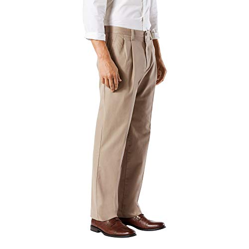 Dockers Men's Classic Fit Easy Khaki Pants-Pleated (Standard and Big & Tall), Timberwolf, 38W x 32L