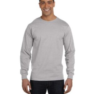 Hanes Men's Essentials Long Sleeve T-shirt Value Pack (2-pack), Light Steel,Medium