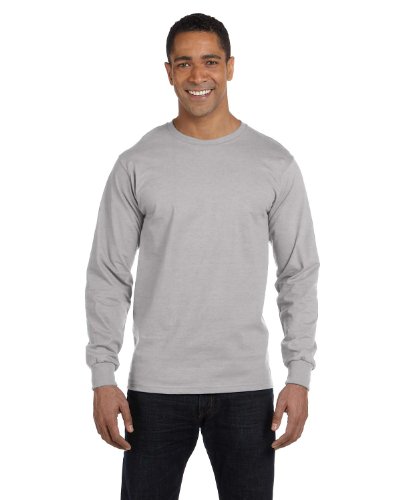 Hanes Men's Essentials Long Sleeve T-shirt Value Pack (2-pack), Light Steel,Medium