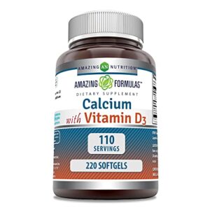 amazing formulas calcium with vitamin d3 220 softgels supplement | non-gmo | gluten free