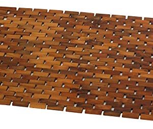 Bare Decor Kuki Spa Mosaic Shower Mat in Solid Teak Wood, 30" x 20", Brown