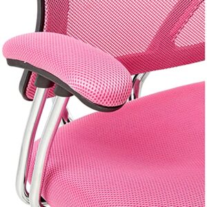 OSP Home Furnishings Juliana Mesh Back and Padded Mesh Seat Adjustable Task Chair with Padded Arms and Chrome Accents, Pink