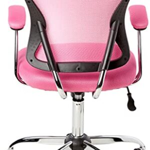 OSP Home Furnishings Juliana Mesh Back and Padded Mesh Seat Adjustable Task Chair with Padded Arms and Chrome Accents, Pink