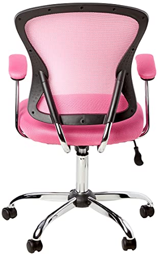 OSP Home Furnishings Juliana Mesh Back and Padded Mesh Seat Adjustable Task Chair with Padded Arms and Chrome Accents, Pink