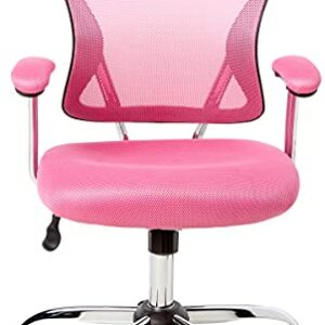 OSP Home Furnishings Juliana Mesh Back and Padded Mesh Seat Adjustable Task Chair with Padded Arms and Chrome Accents, Pink