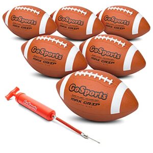 gosports rubber footballs - 6 pack of youth size balls with pump & carrying bag