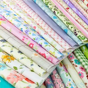 flic-flac Quilting Fabric Squares 100% Cotton Precut Quilt Sewing Floral Fabrics for Craft DIY (12 x 12 inches, 60pcs)