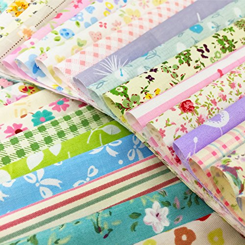 flic-flac Quilting Fabric Squares 100% Cotton Precut Quilt Sewing Floral Fabrics for Craft DIY (12 x 12 inches, 60pcs)