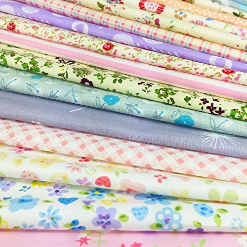 flic-flac Quilting Fabric Squares 100% Cotton Precut Quilt Sewing Floral Fabrics for Craft DIY (12 x 12 inches, 60pcs)