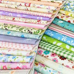 flic-flac Quilting Fabric Squares 100% Cotton Precut Quilt Sewing Floral Fabrics for Craft DIY (12 x 12 inches, 60pcs)