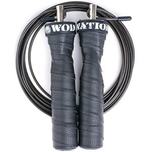 WOD Nation Attack Speed Jump Rope : Adjustable Jumping Ropes : Unique Two Cable Skipping Workout System : One Thick and One Light 11 Foot Cable : Perfect for Double Unders forHiit : Fits Men and Women