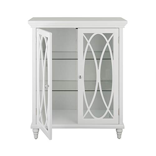 Elegant Home Fashions 32" H Florence Double Door Floor Cabinet with 2 Adjustable Tempered Glass Shelves