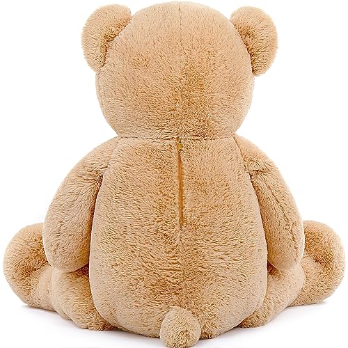 DOLDOA 4.3ft Big Teddy Bear Stuffed Animals with Footprints, Life Size Teddy Bear Plush for Girlfriend 51 inch, Light Brown