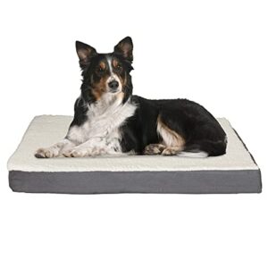 petmaker orthopedic dog bed - 2-layer 36x27-inch memory foam pet mattress with machine-washable sherpa cover for large dogs up to 65lbs (gray)