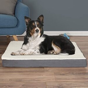 PETMAKER Orthopedic Dog Bed - 2-Layer 36x27-Inch Memory Foam Pet Mattress with Machine-Washable Sherpa Cover for Large Dogs up to 65lbs (Gray)