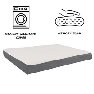 PETMAKER Orthopedic Dog Bed - 2-Layer 36x27-Inch Memory Foam Pet Mattress with Machine-Washable Sherpa Cover for Large Dogs up to 65lbs (Gray)