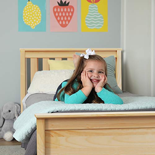 Max & Lily Twin Bed, Wood Bed Frame with Headboard For Kids, Slatted, Natural