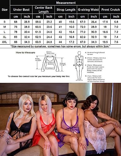 Avidlove Babydoll Lingerie for Women Bridal Lace Chemise Sexy Lingerie Dress Sheer Nightdress Black, M