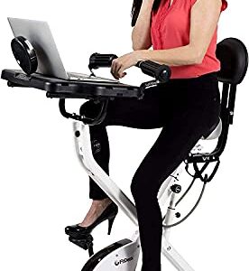 FitDesk Desk Bike 3.0 - Folding Exercise Bike for Work from Home Fitness, Stationary Bike and Desk Exercise Equipment with Built-in Tablet Holder, Desk Workout Equipment, Extension Kit Not Included