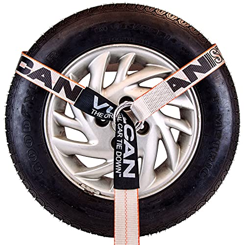 VULCAN Wheel Dolly Tire Harness with Universal O-Ring - Lasso Style - 2 Inch x 96 Inch - 4 Pack - Silver Series - 3,300 Pound Safe Working Load- Straps Only - Ratchets Sold Separately