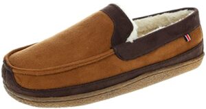 izod men's memory foam slipper, classic two-tone moccasin, (x-large / 11-12, tan)