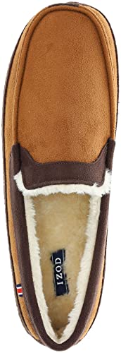 IZOD Men's Memory Foam Slipper, Classic Two-Tone Moccasin, (X-Large / 11-12, Tan)