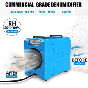 Mounto 150pints Commercial LGR Dehumidifier - Compact Design,Panasonic Compressor, Built-in Pump,ETL Certificated