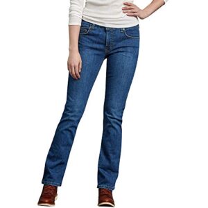 Dickies womens Perfect Shape Denim - Bootcut Stretch Jeans, Stonewashed Indigo Blue, 14 US