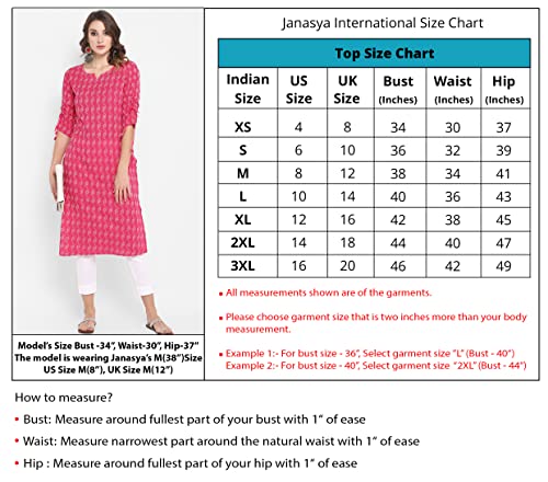 Janasya Women's Crepe Kurti Tunic Tops,Black,Large