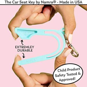 The Car Seat Key - Original Car Seat Key Chain Buckle Release Tool - Easy Unbuckle Opener Aid for Nails, Parents, Grandparents & Older Children by NAMRA Made in USA (Grey)